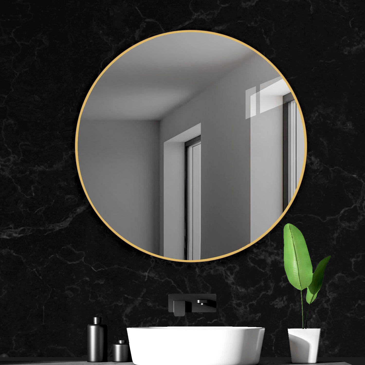 Miroir circulaire pour mur, miroir rond mural de 60 cm avec cadre en ...