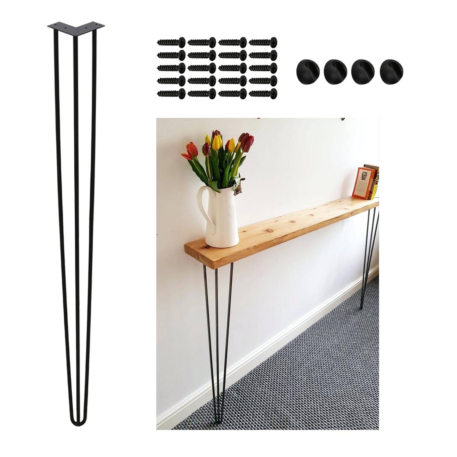 Set 4 Pied Epingle en Métal,3 stands Pied de Table 72cm Jambes en métal ...