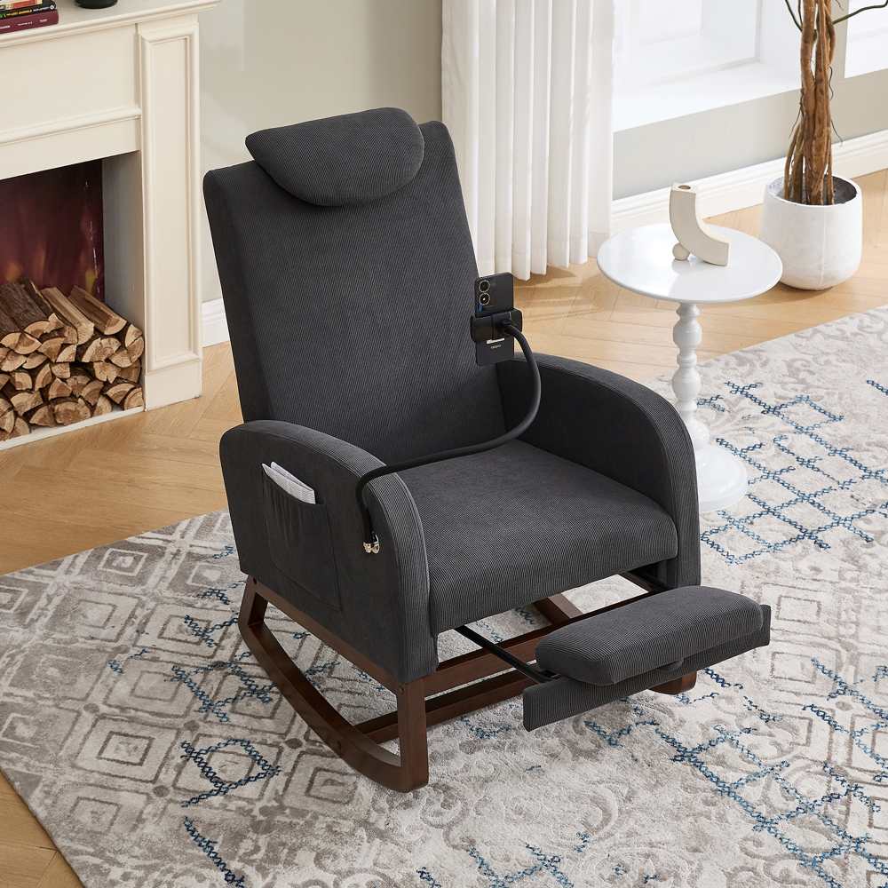 Silla mecedora multifuncional de terciopelo, respaldo alto con ...