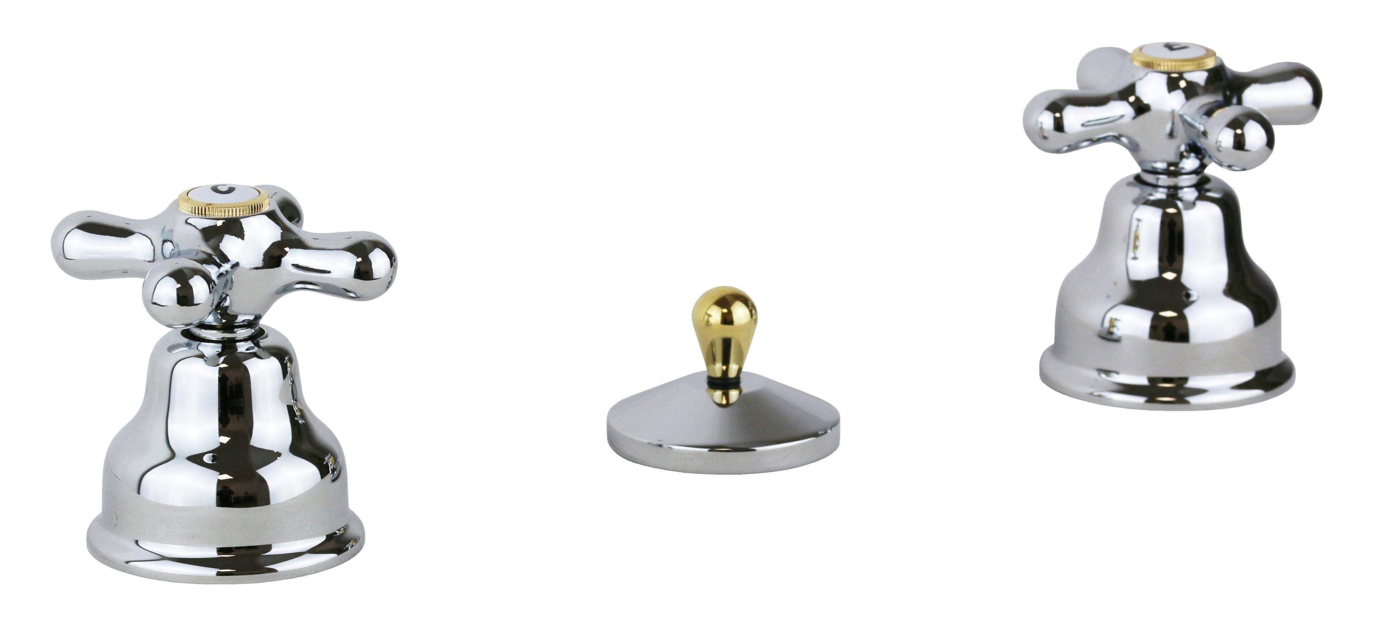 Rubinetto per bidet 3 fori colore cromo-oro doppia leva Paffoni IRIS ...