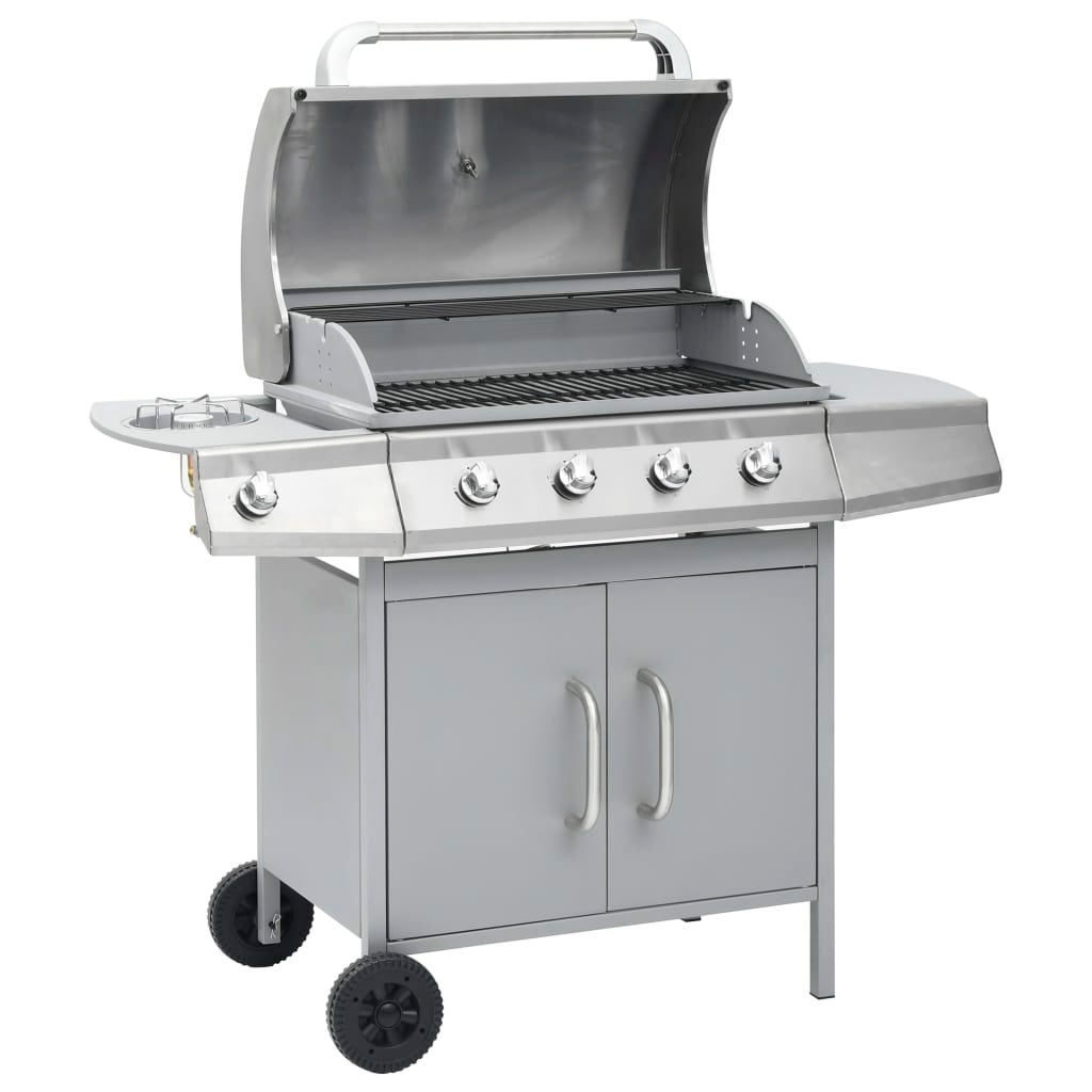 Barbecue à gaz 4+1 zones de cuisson Argenté Inox | Leroy Merlin