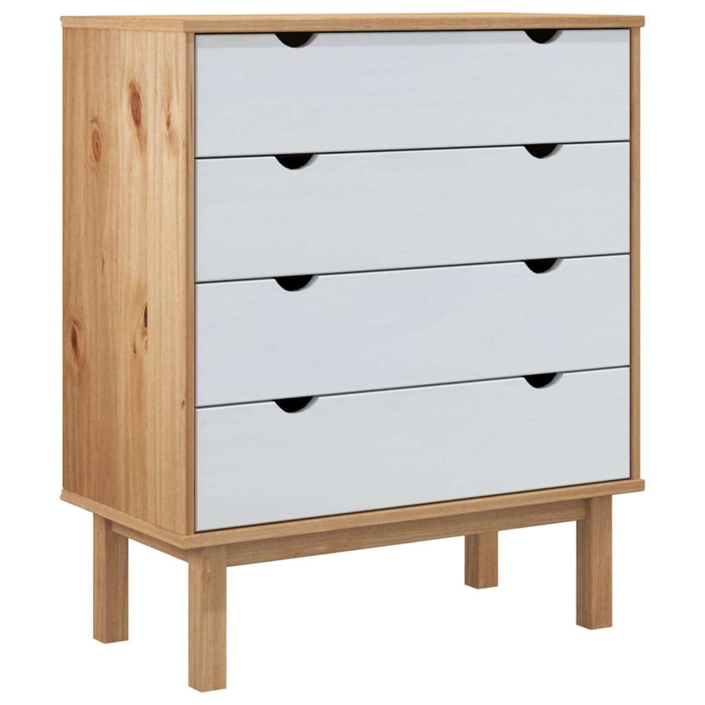 Commode OTTA en pin massif marron et blanc 76,5x39,5x90cm | Leroy Merlin