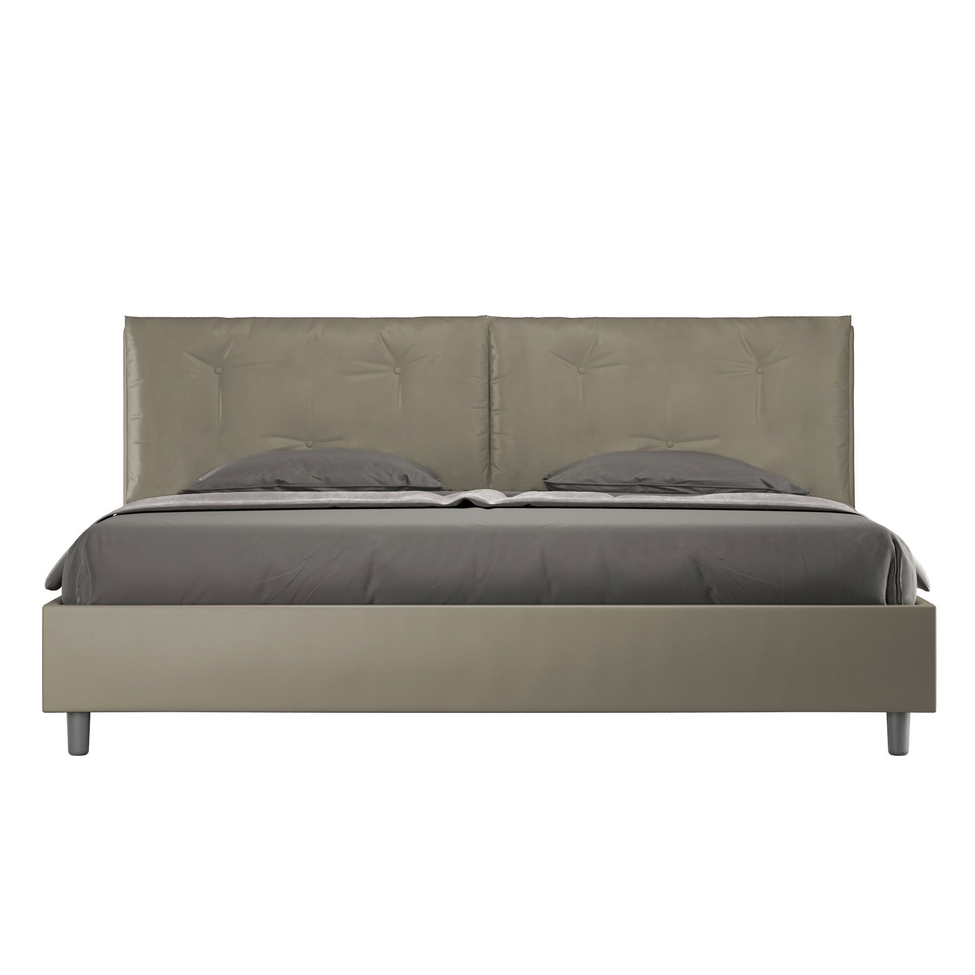 Lit king size avec sommier rembourré 200x210 similicuir cappuccino ...