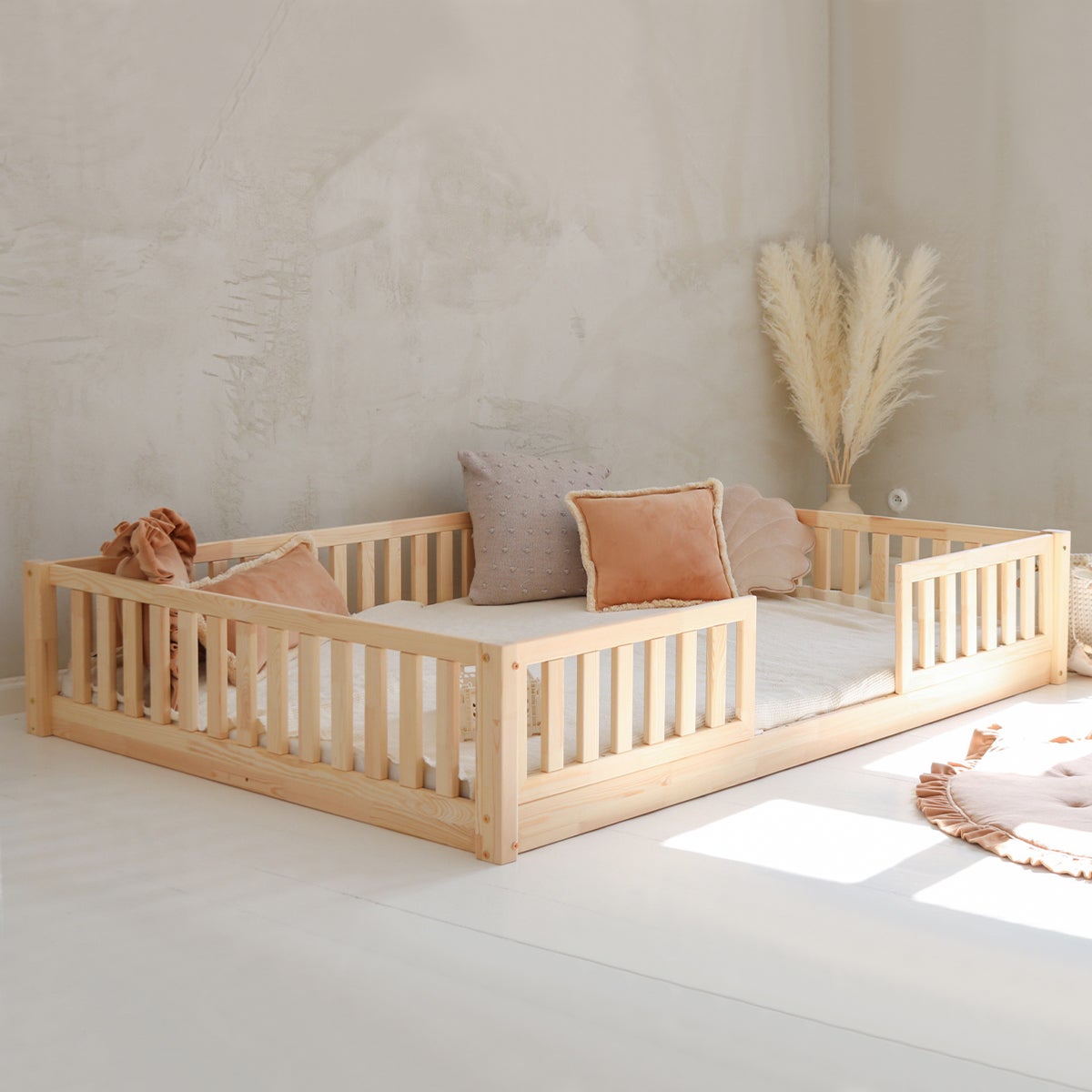 Lit 140x190 barrières et sommier inclus pieds 1 cm Agnès Bois | Leroy ...