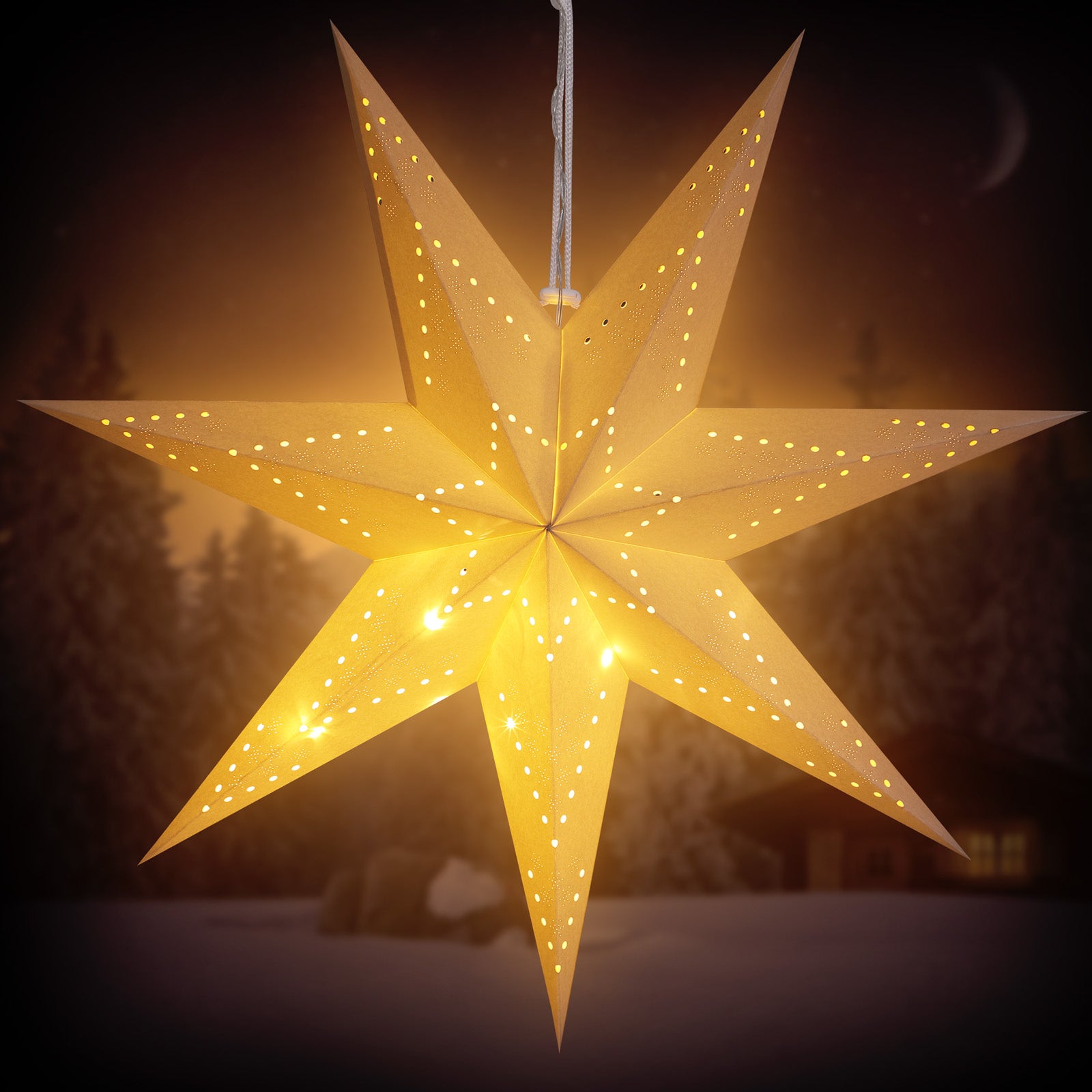 LED Poinsettia Star Cream Paper 60cm 7 Arms | Leroy Merlin