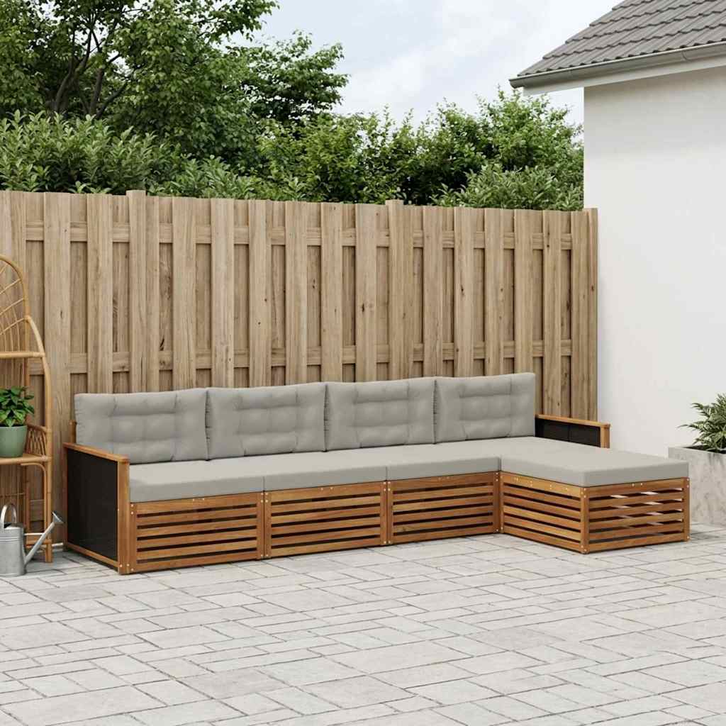 Ensemble de canapés d'extérieur 5 pcs Naturel et gris clair | Leroy Merlin