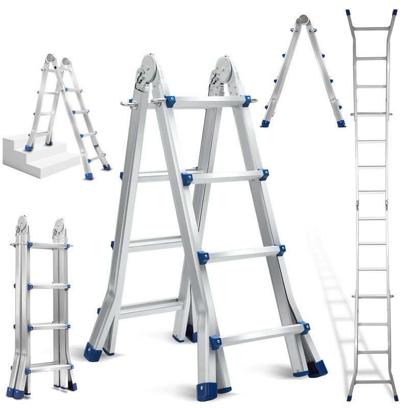 Escalera telescópica 4x4 nivel plateado + escalera de techo ...