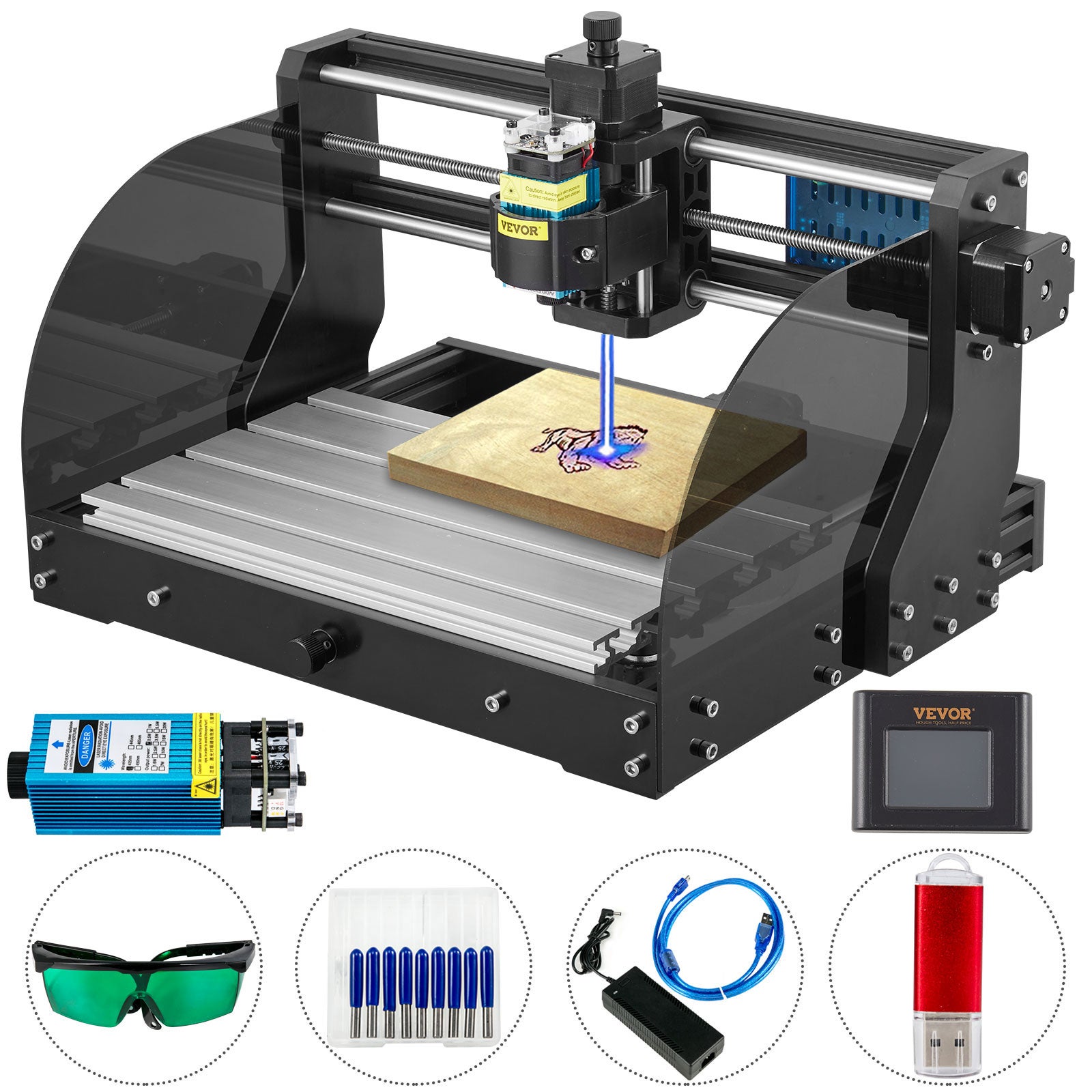 Graveur Laser CNC 3018 500mW,VEVOR Machine de gravure cnc bois,Machine ...
