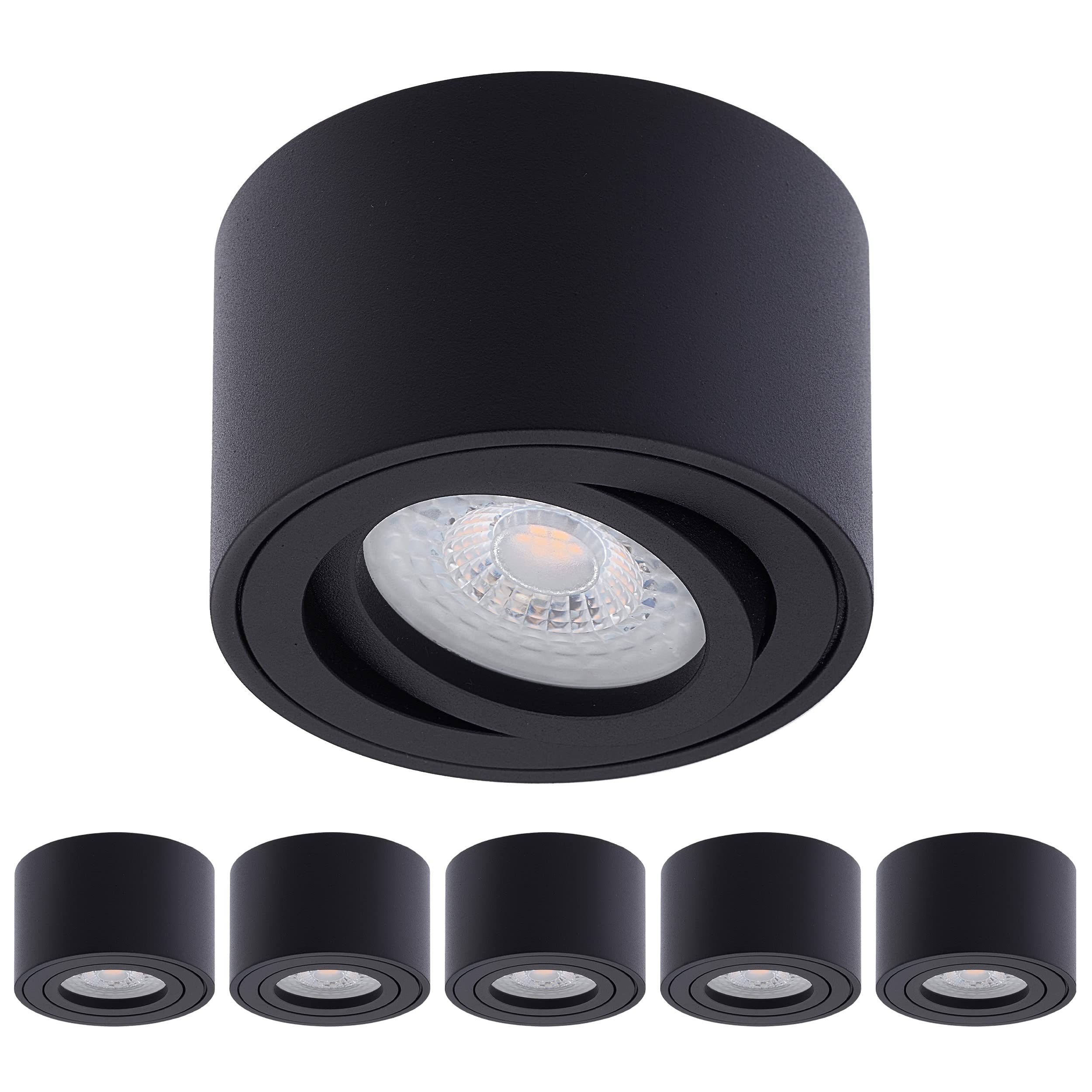 Lot de 6 spots de montage en noir Oktaplex Lile - incluant le module ...