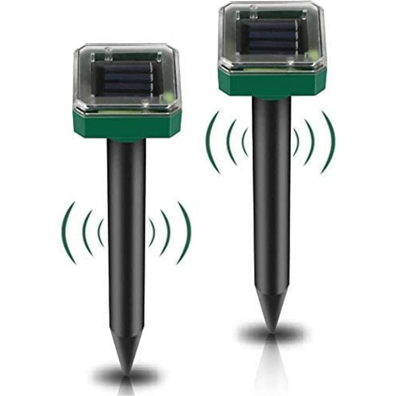 Paquete de 2 repelentes solares ultrasónicos inteligentes para topos ...