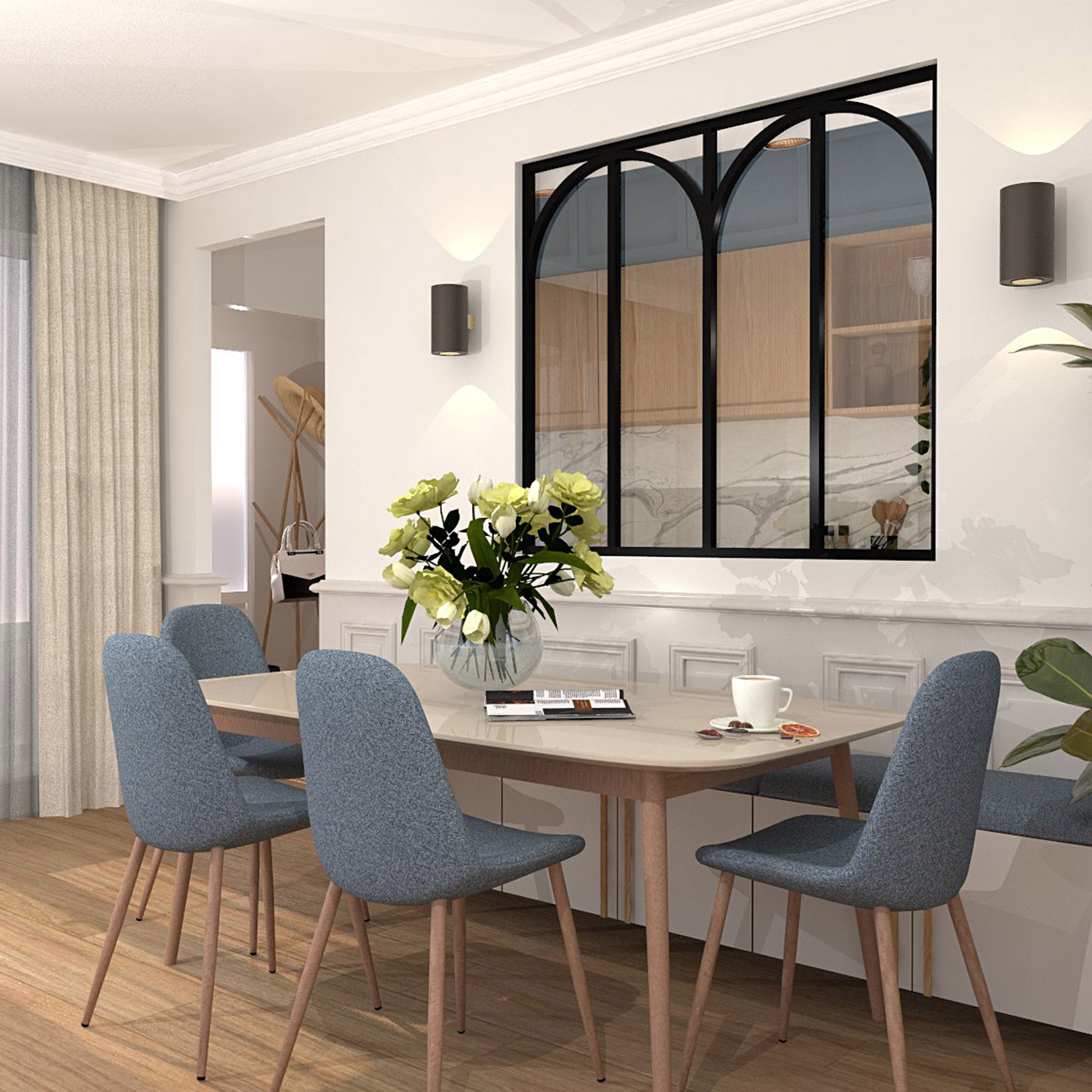 Verrière aluminium 4 vitrages clair, 4 arches décorative - Noir | Bricoman