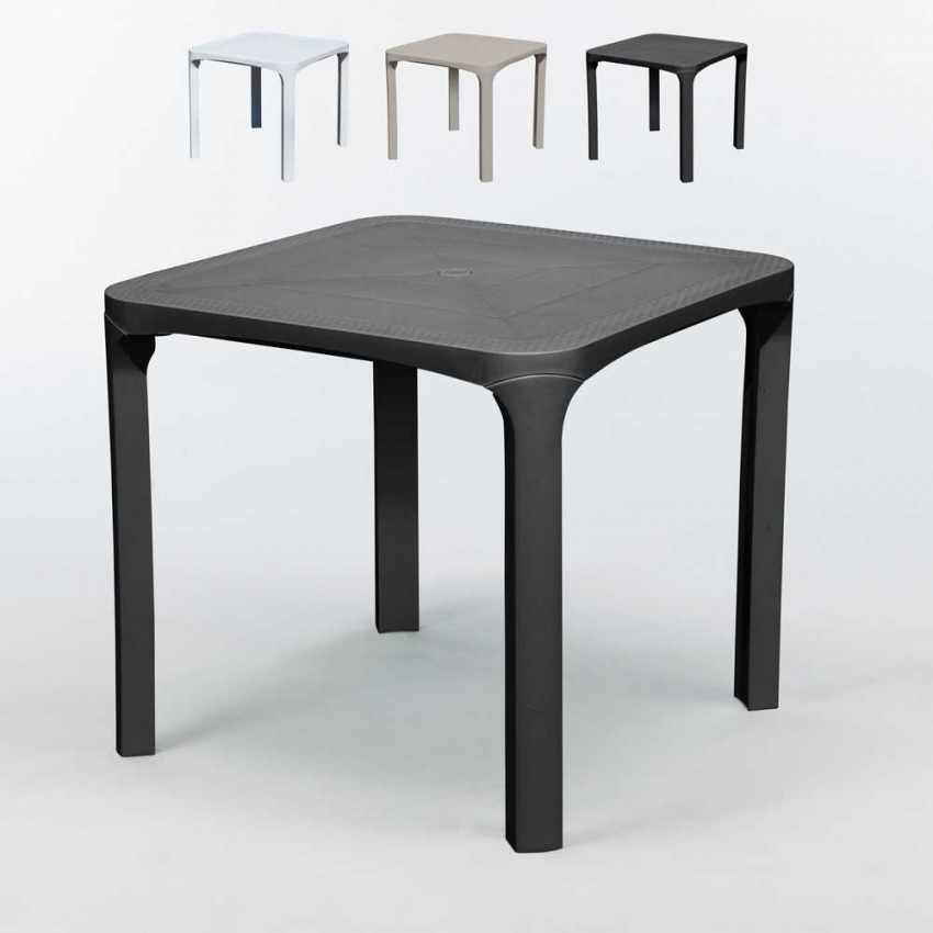 Mesa bar café Poly rotin 80x80 Grand Soleil Olè - Negro | Leroy Merlin