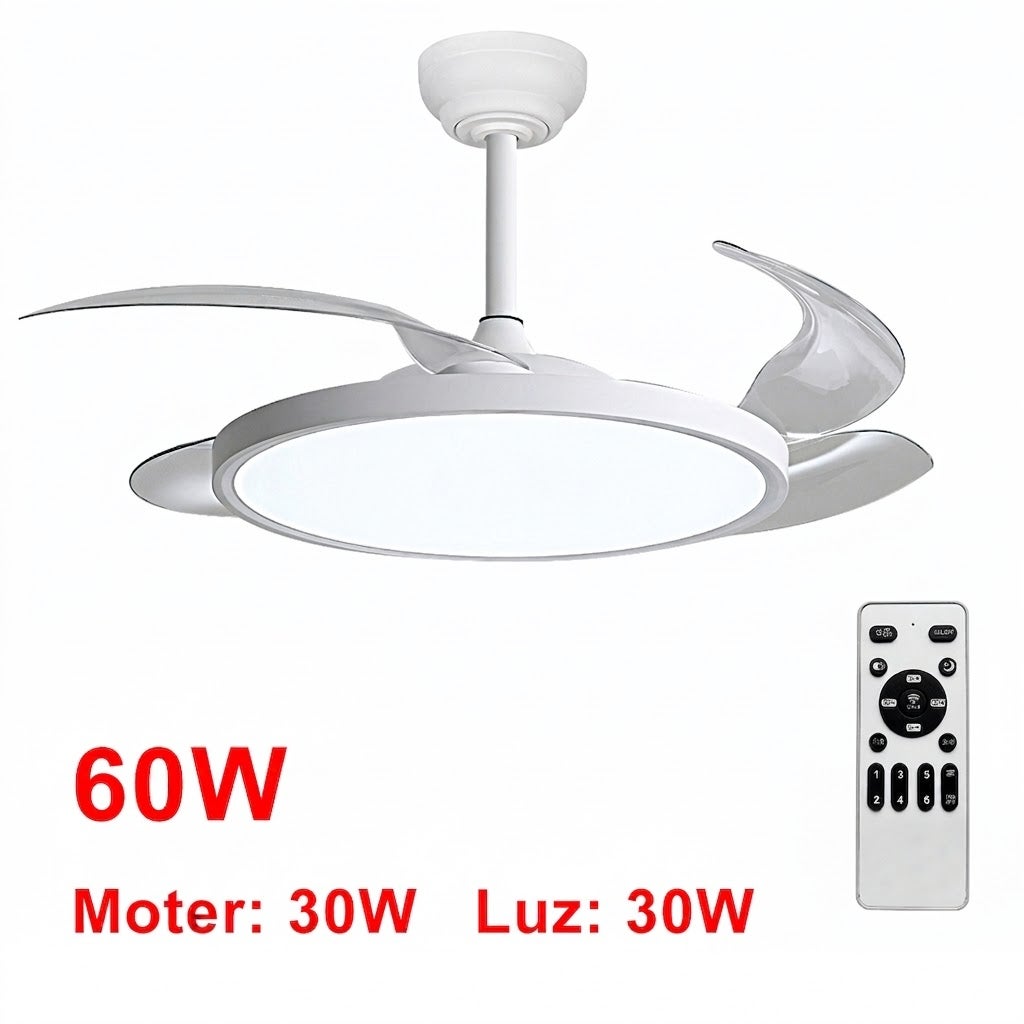 OstarkDom Ventilador de Techo con Luz LED Retráctil 106cm, 4 Aspas ...