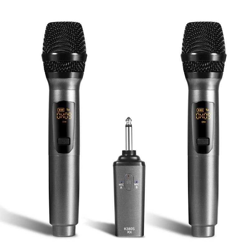 Microphone double sans fil portable K380S à 10 canaux, bande UHF, avec ...