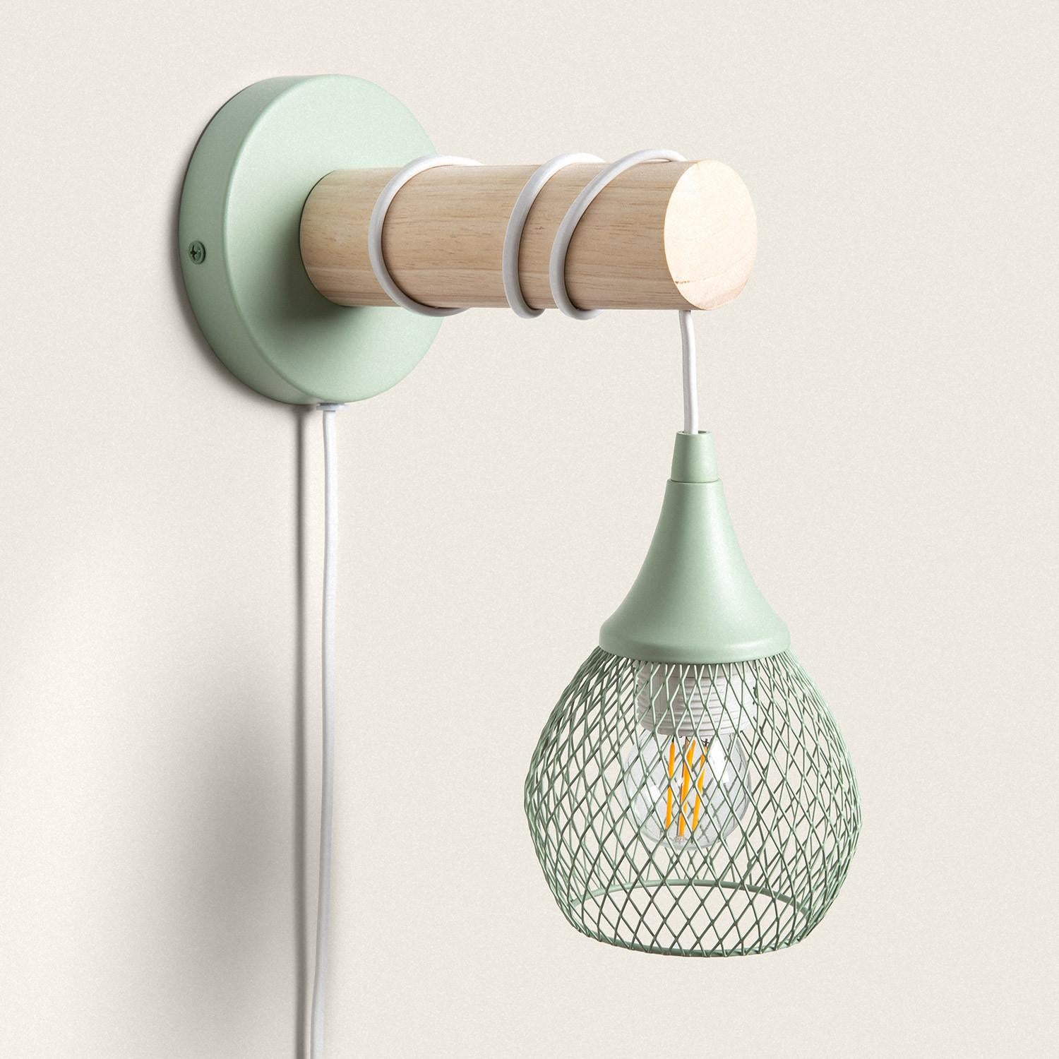 Ledkia Lámpara de Pared de Madera y Metal Monah Verde Celadón | Leroy ...