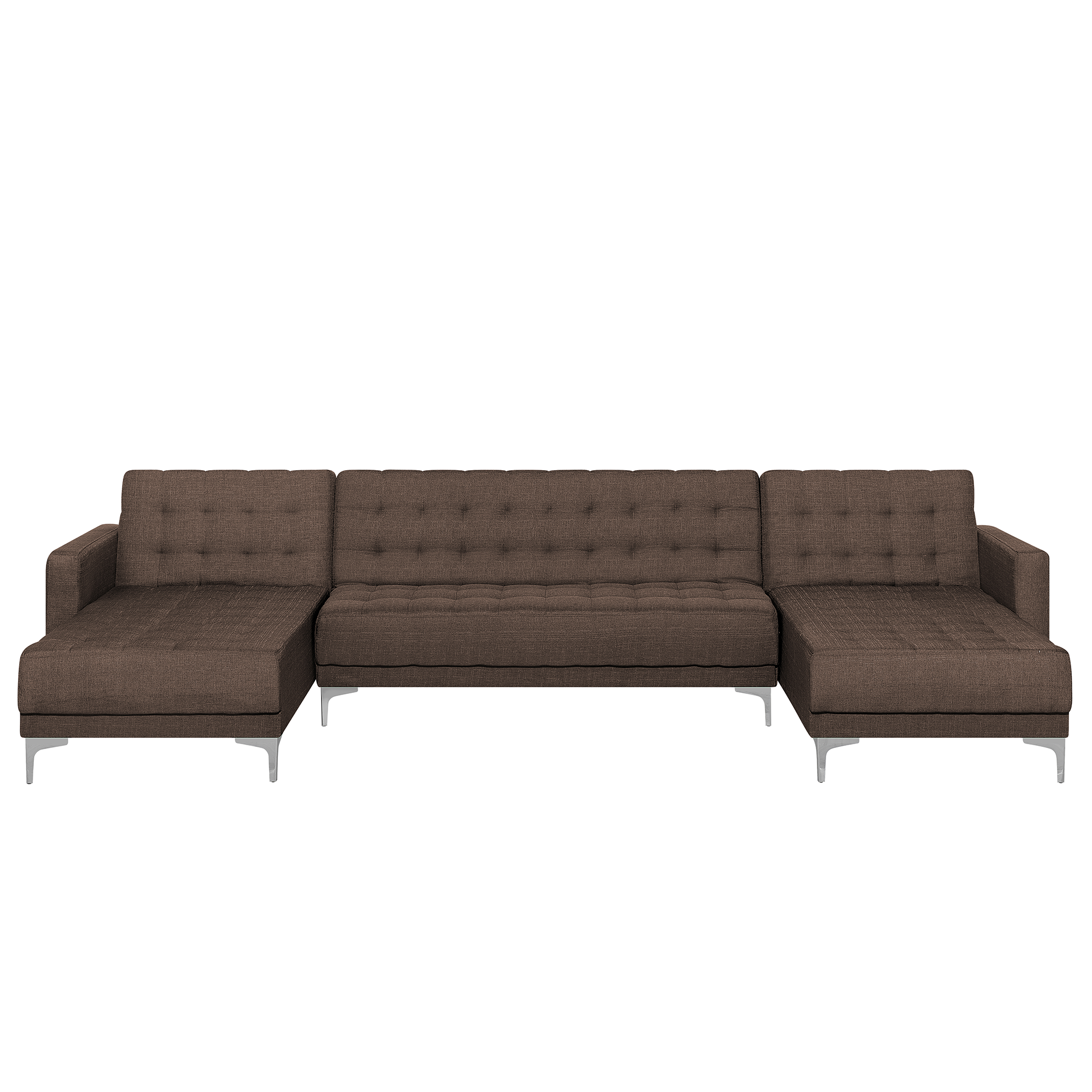 Beliani Sofá cama modular en U ABERDEEN Tela Marrón oscuro 5 plazas ...