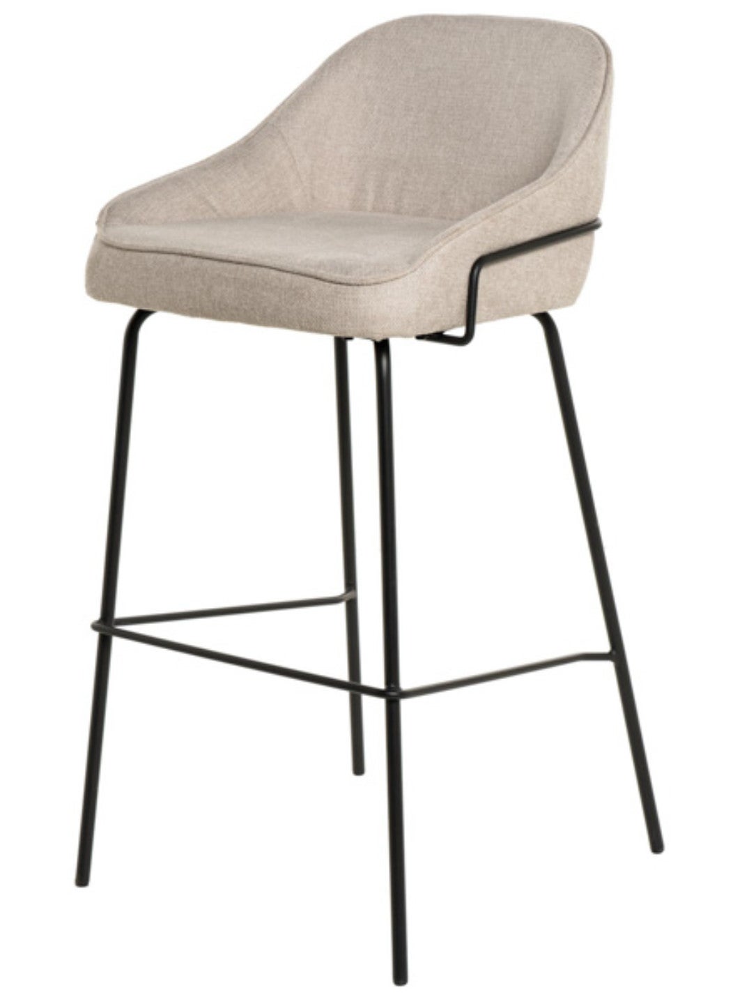 Taburete moderno de tela con patas de metal negro Sharle-Color Beige ...