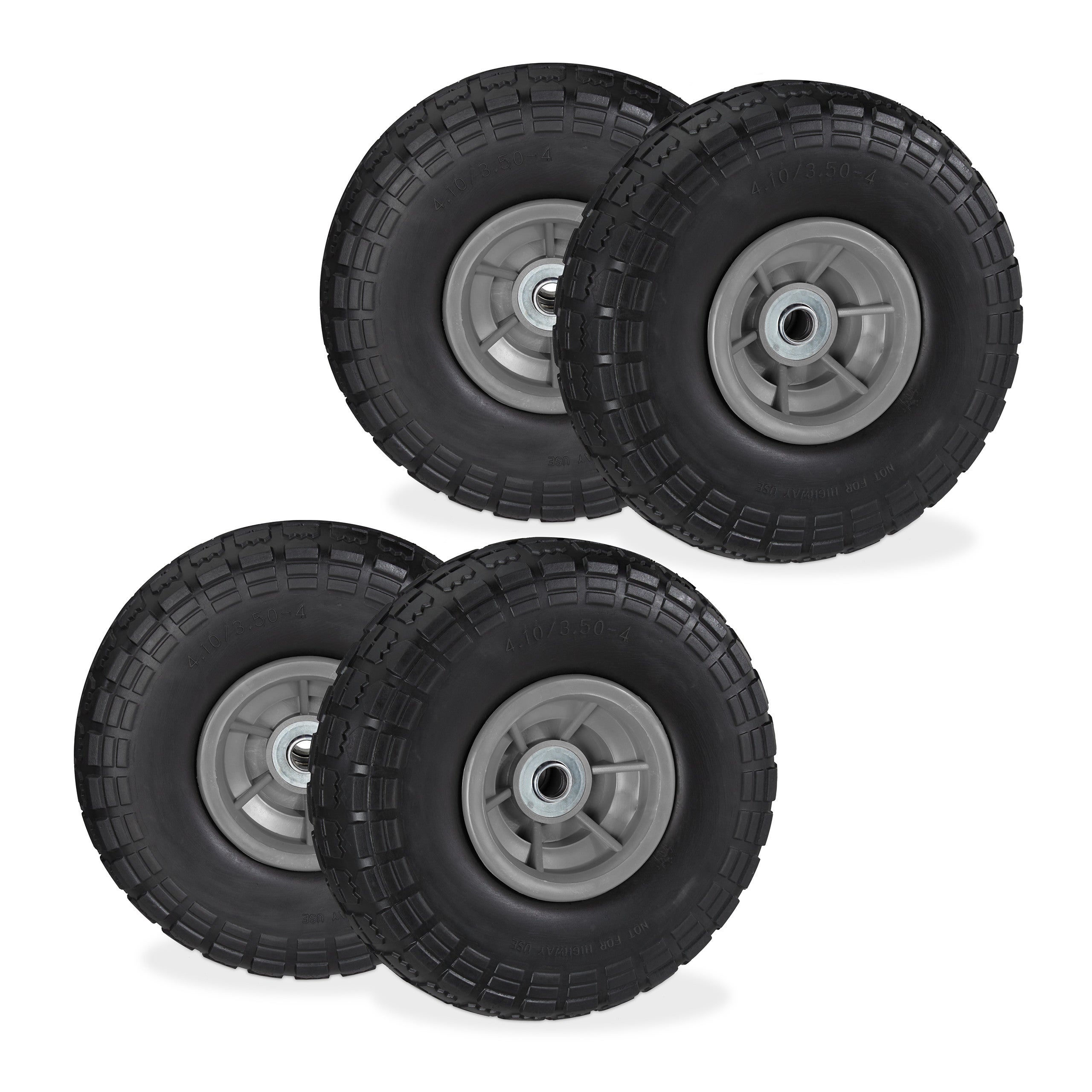 Roue de diable, lot de 4, en caoutchouc, increvables, 260 x 85, essieu ...