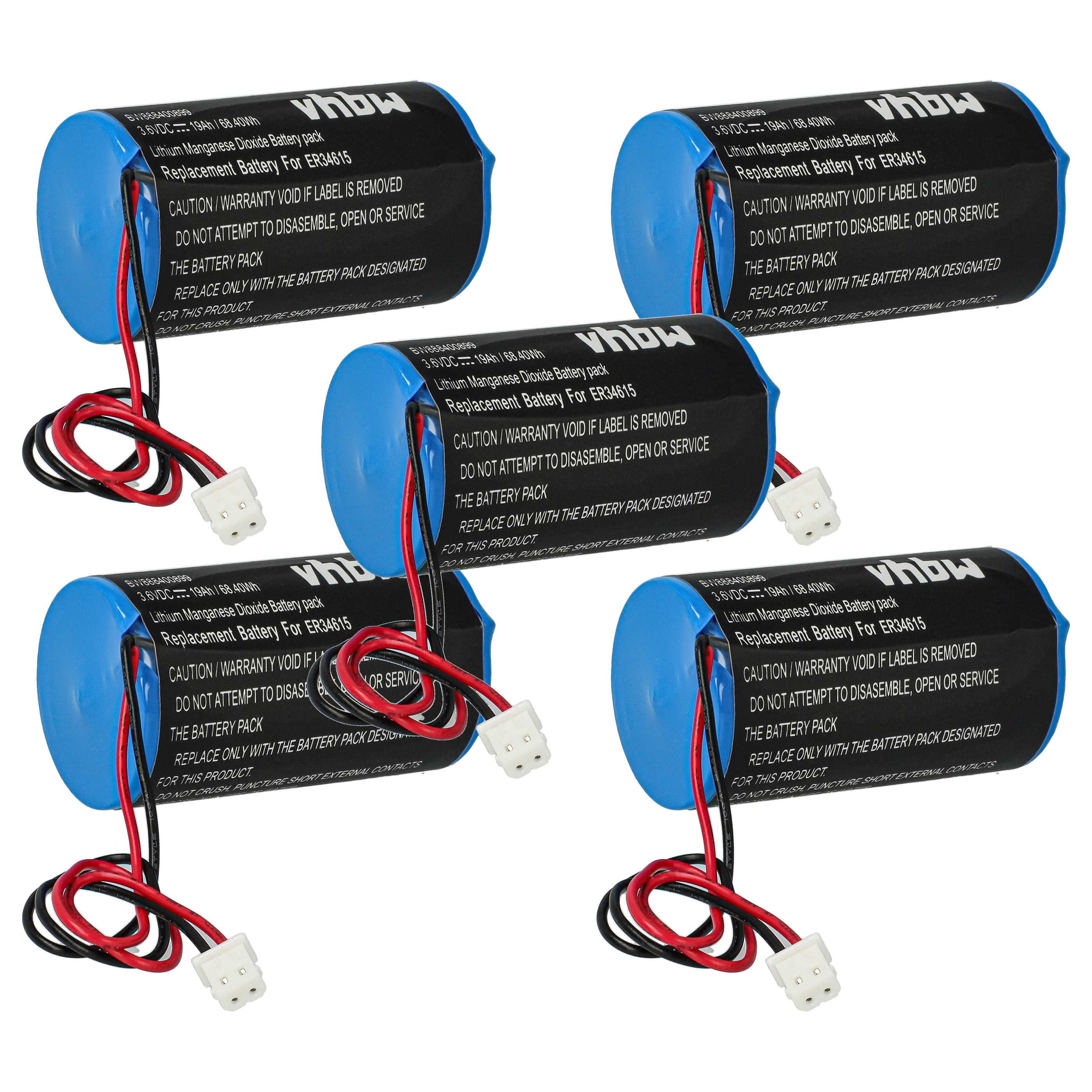 Vhbw 5x batería compatible con Visonic MCS-730, MCS-710, MCS-720 ...