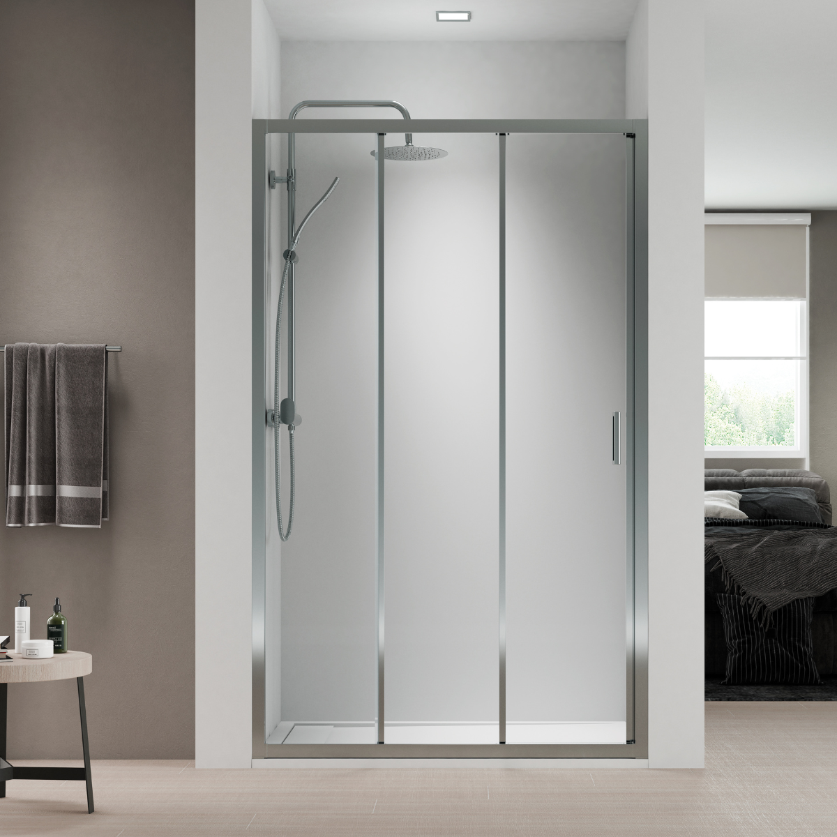 Paroi de Douche Frontale 3 Vitres | Verre Trempé 5mm Antical ...