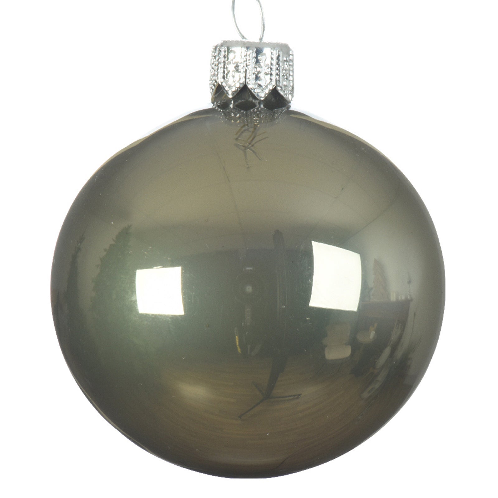 Boules de Noël en verre émaillé vert mousse / 4 boules de 10 cm | Leroy ...