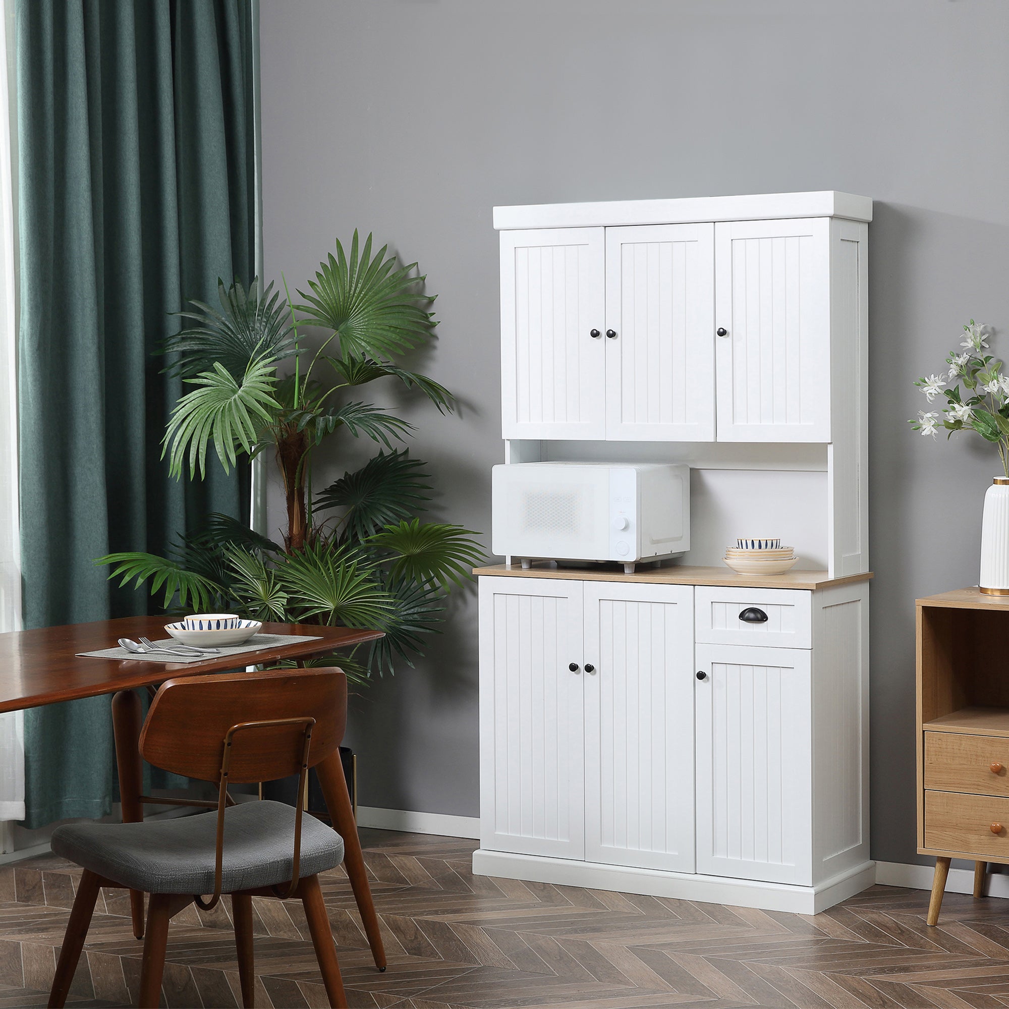 Buffet cuisine haute - 101x39x180cm - tiroir - dessus micro-ondes ...