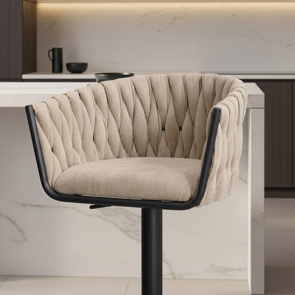 Home Deluxe Tabouret de bar SAMIR - Beige, tissé, hauteur réglable (lot ...