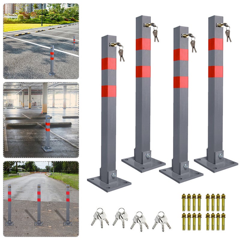 Kit de 4 postes delimitadores de 65 cm, barrera de estacionamiento ...