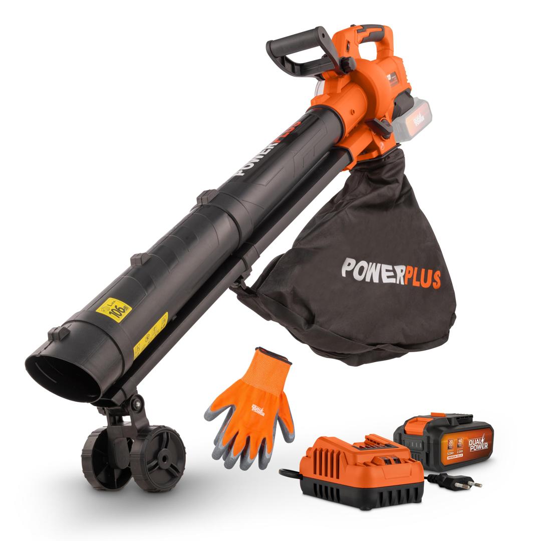 Dual power Souffleur/aspirateur de feuilles sans balais 40 V POWDPGBVS1 – avec batterie 2 x 20 V ...