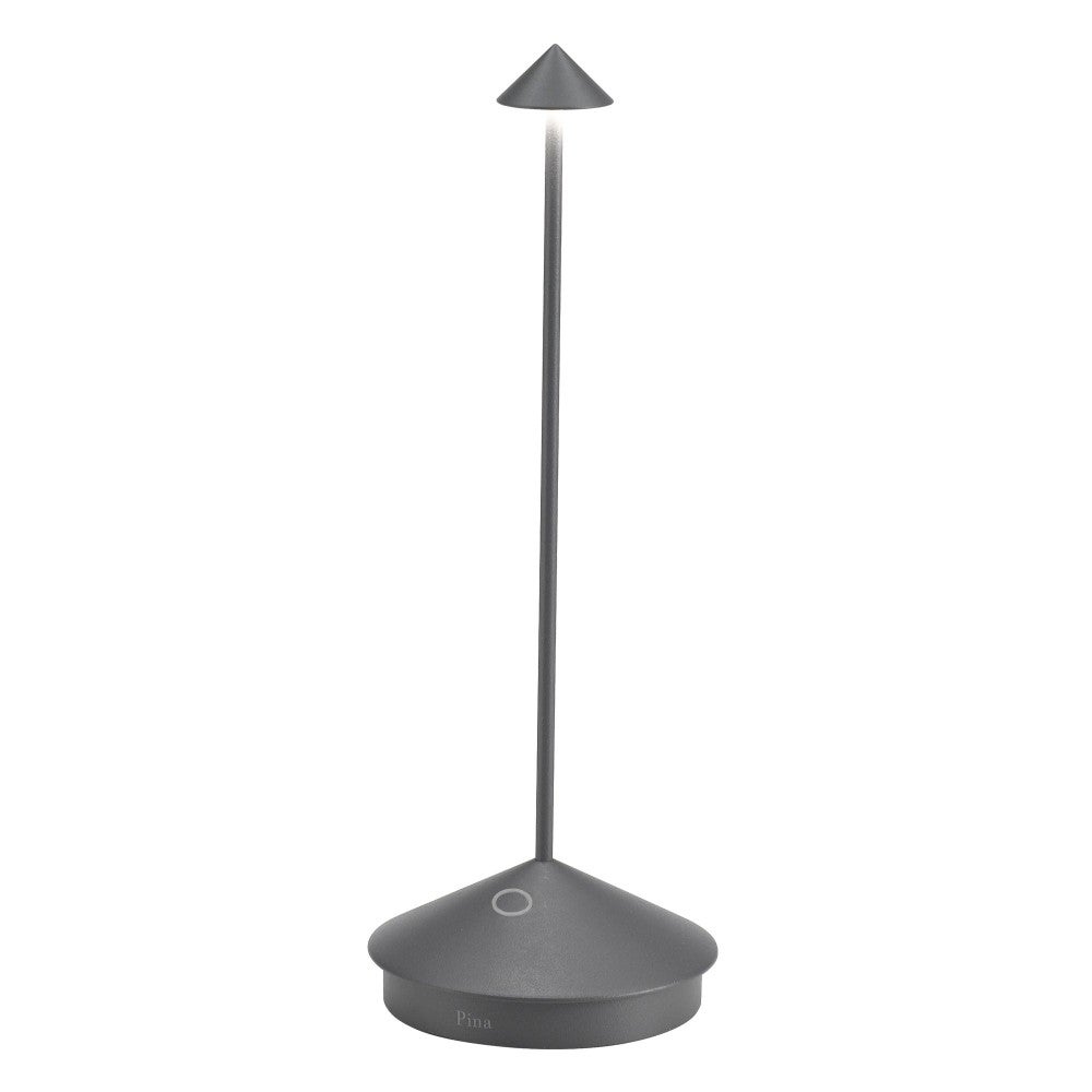 Lámpara de mesa LED inalámbrica recargable y regulable Pina Pro gris ...