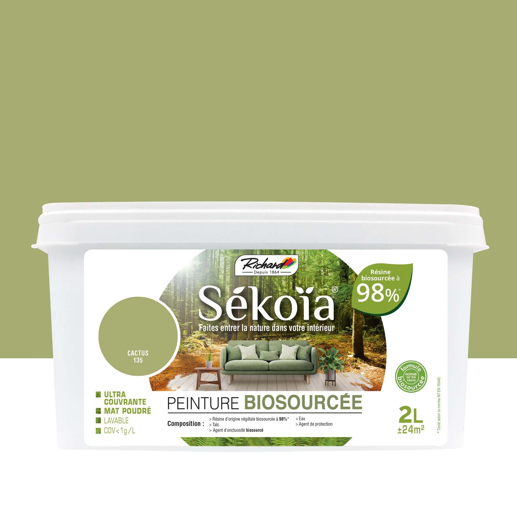 Peinture biosourcée Sékoia Richard cactus mat 2 l | Leroy Merlin