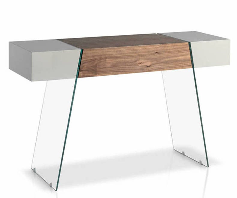 Console moderne bois noyer et laqué Roma-Couleur Blanc cassé | Leroy Merlin