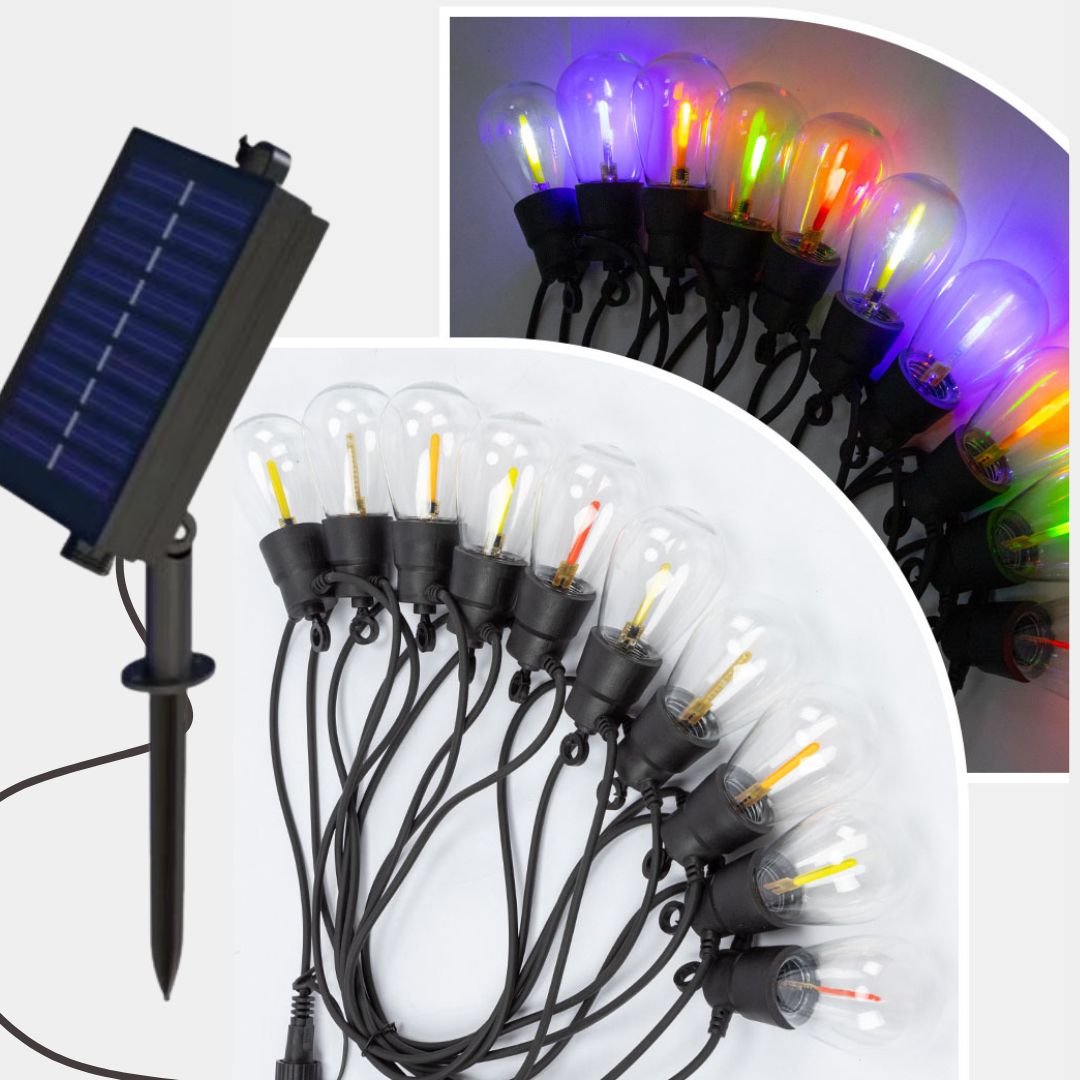 Guirlande Led Solaire 5m avec 10 Ampoules Multicolores Pluie de ...