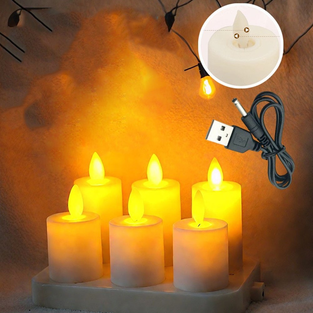 Mini velas LED que simulan la dinámica de la llama,recargables por USB ...