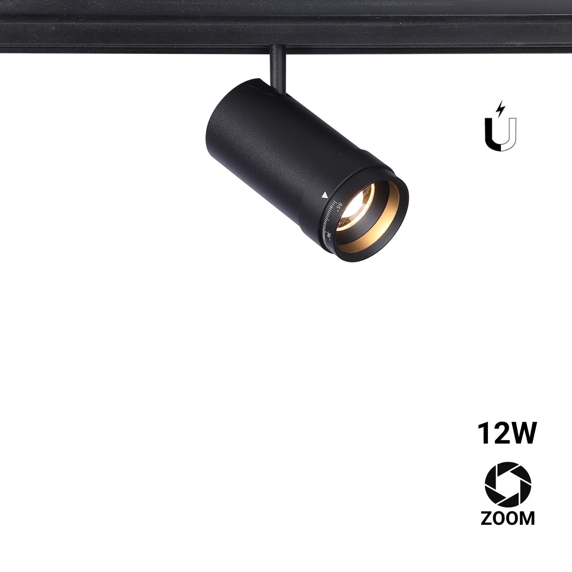 Spot LED sur rail magnétique avec Zoom 10°-55º - 48V - 12W - Blanc ...