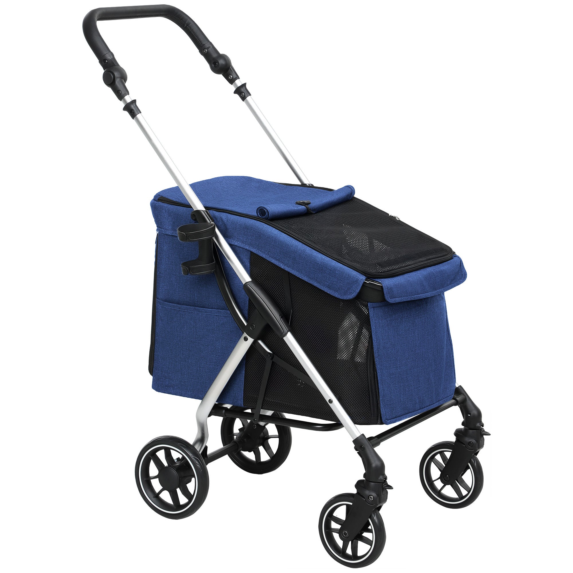 Poussette bleu foncé alu