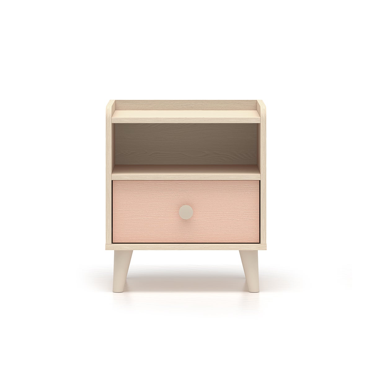 Comodino 1 cassetto Alycia beige - rosa corallo - effetto marrone 52cm ...