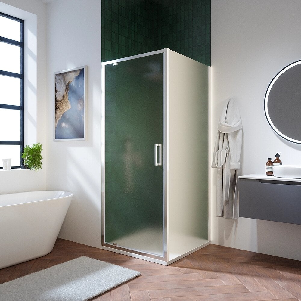 Cabina de ducha 80x90 cm con apertura abatible, cristal opaco de 6 mm ...