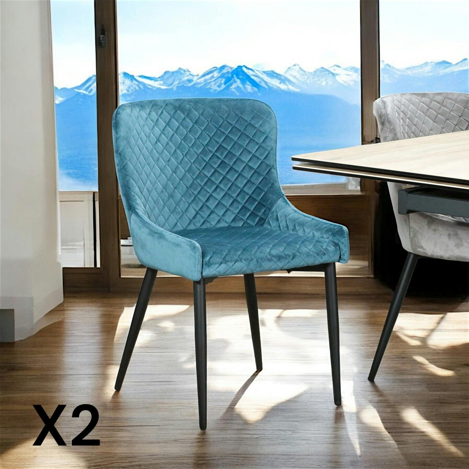 Chaise bleue en velours (lot de 2) ARLINGTON | Leroy Merlin