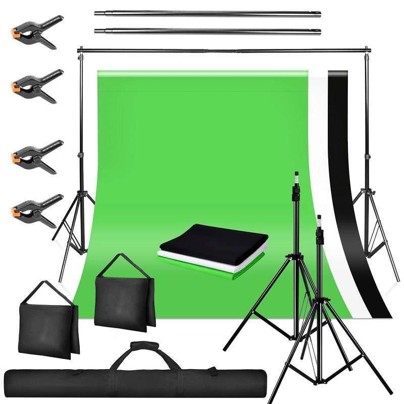 Kit de Estudio Fotográfico Profesional con Sistema de Fondo de 2 x 3 m ...