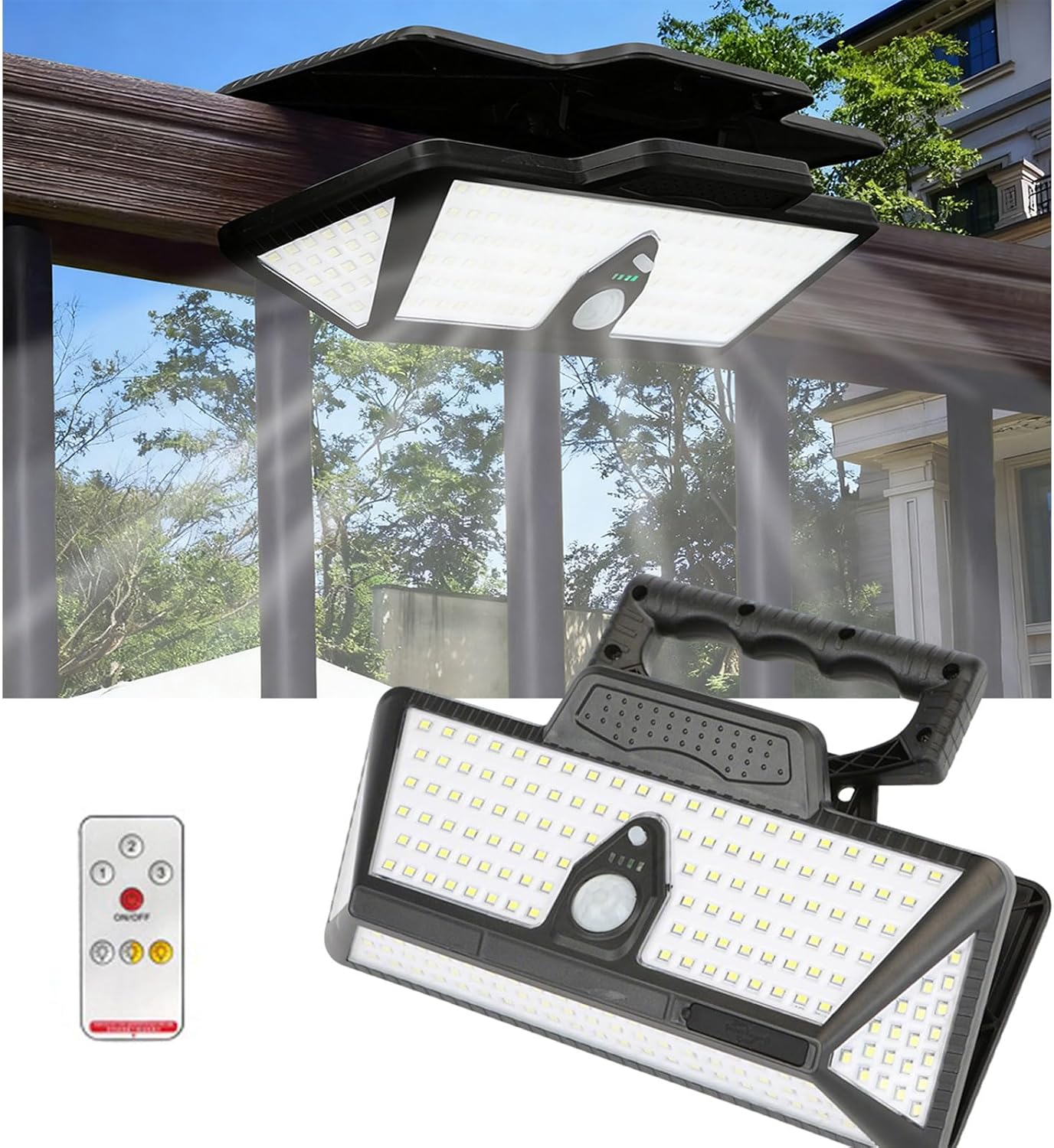 Grande lampe solaire à pince avec capteur de présence humaine, lampe ...