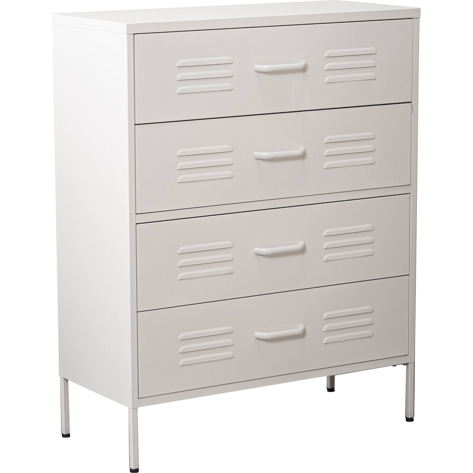 Commode métal blanc élégante 4 tiroirs rangement 80 x 35 x 102 cm Blanc ...