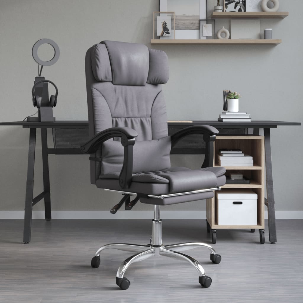 Fauteuil de massage inclinable de bureau Gris Similicuir vidaXL | Leroy ...