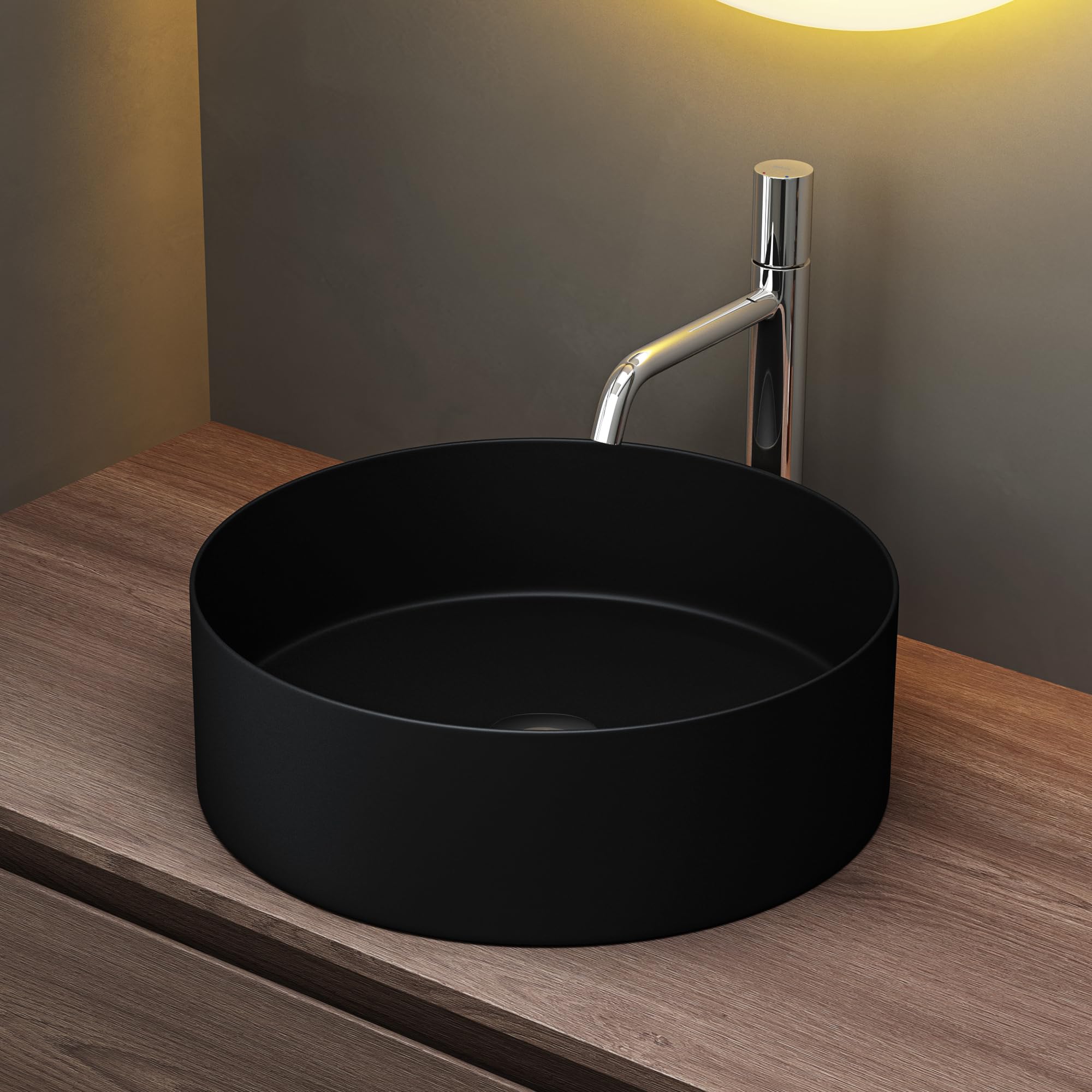 Mai & Mai Vasque à Poser 40x40x13cm Lavabo en Céramique Noir Mat avec ...