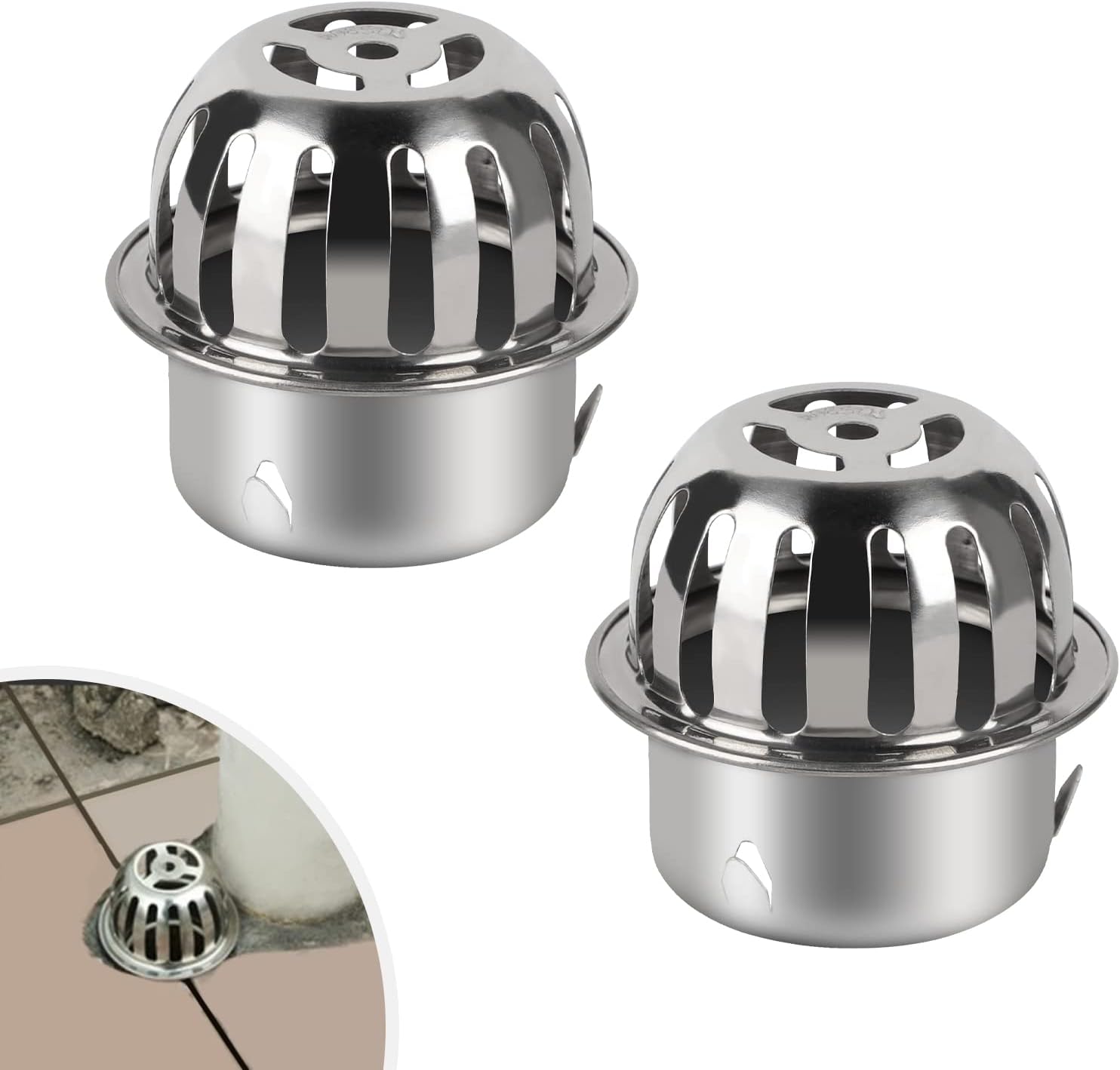 Lot de 2 crépines de gouttière 85 mm en inox, anti-obstruction, protège ...
