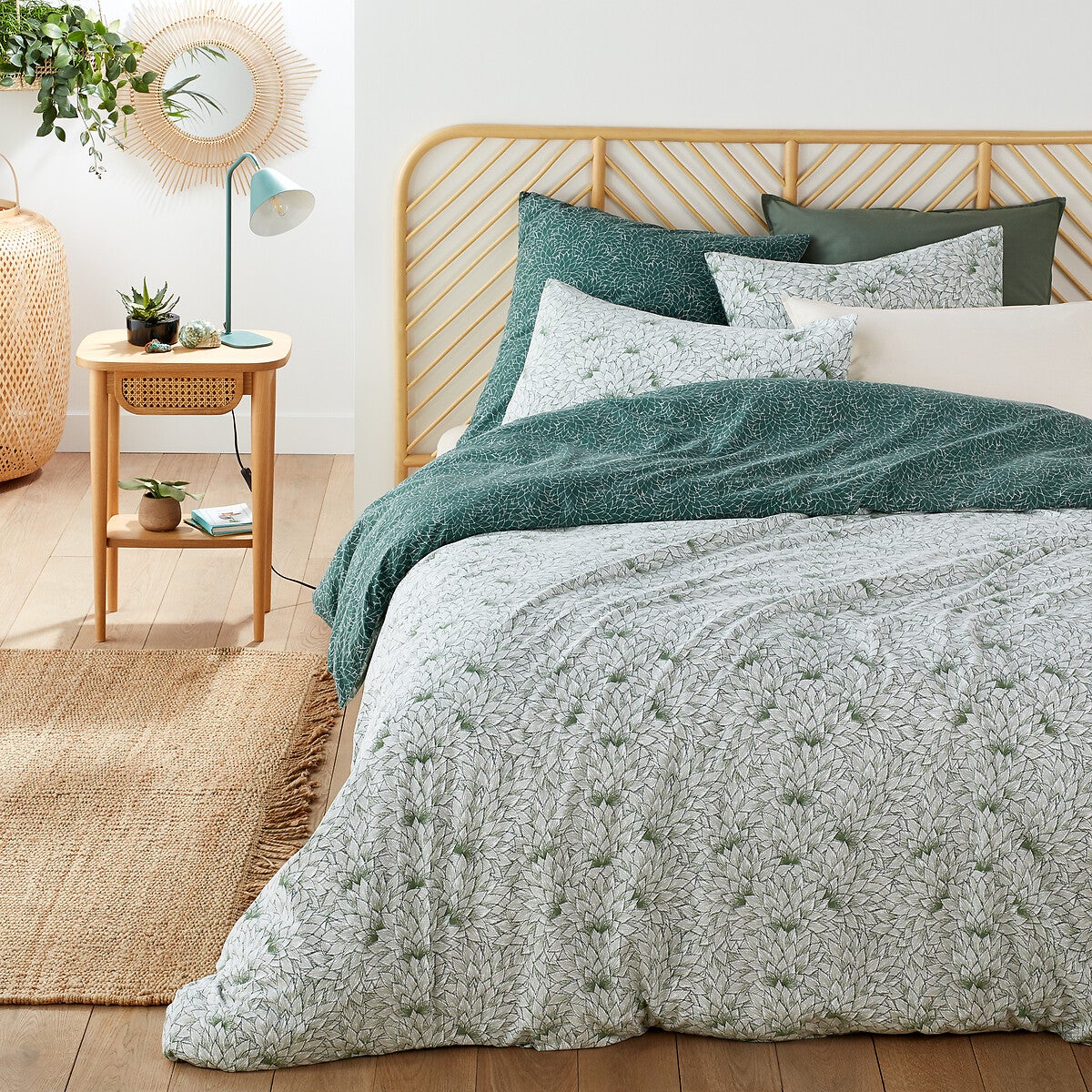 Housse de couette coton lavé, Nosia - Imprimé vert - 140 x 200 cm ...