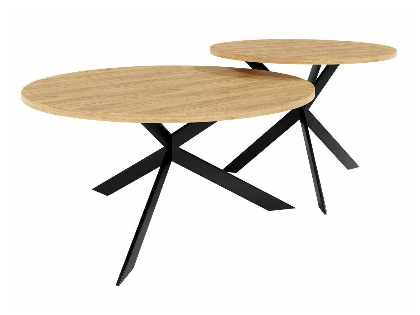 Ensemble tables basses Oswego 108, Chêne doré artisanal, Noir, 42cm ...