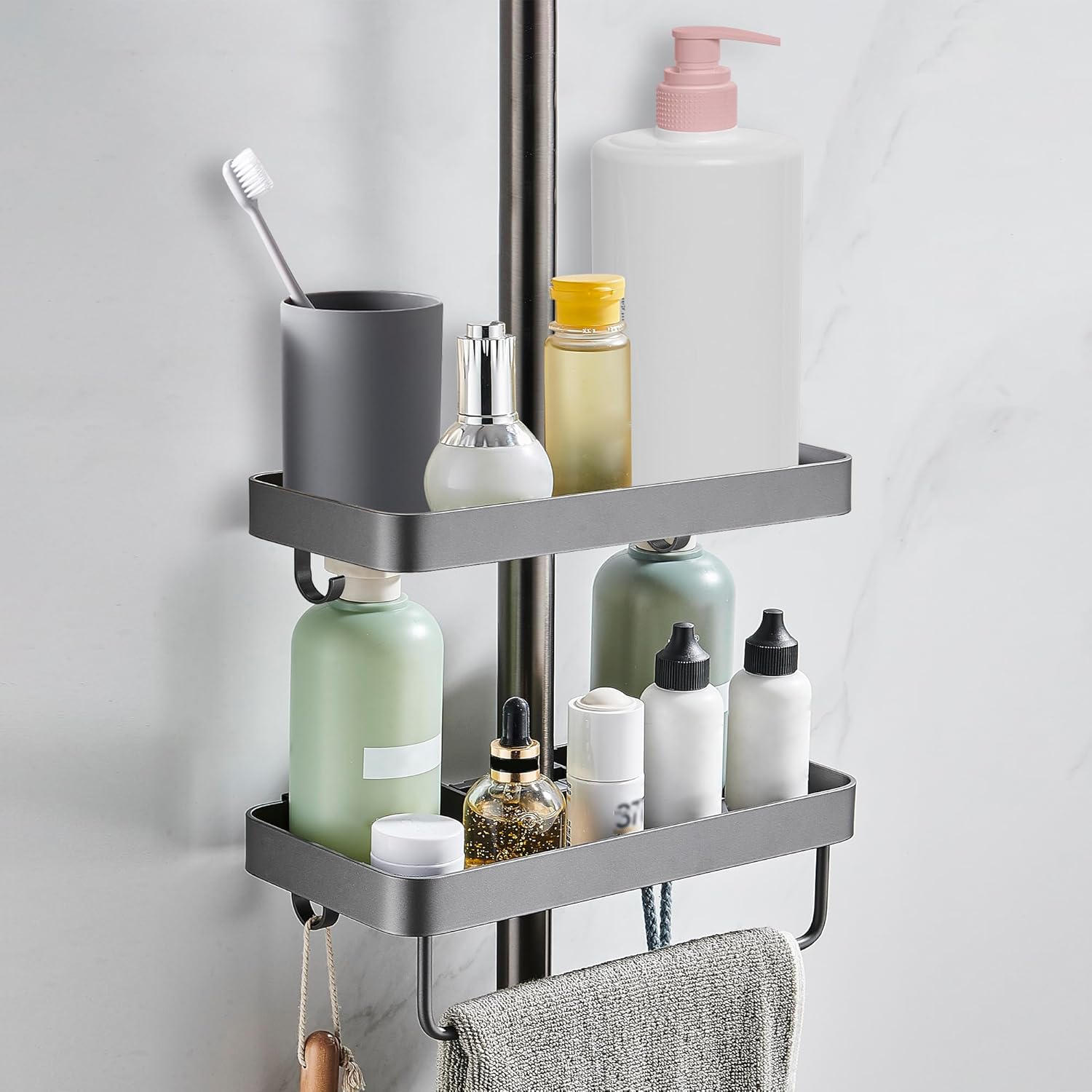 Support de douche double, pour barres de douche, sans perçage, argenté ...