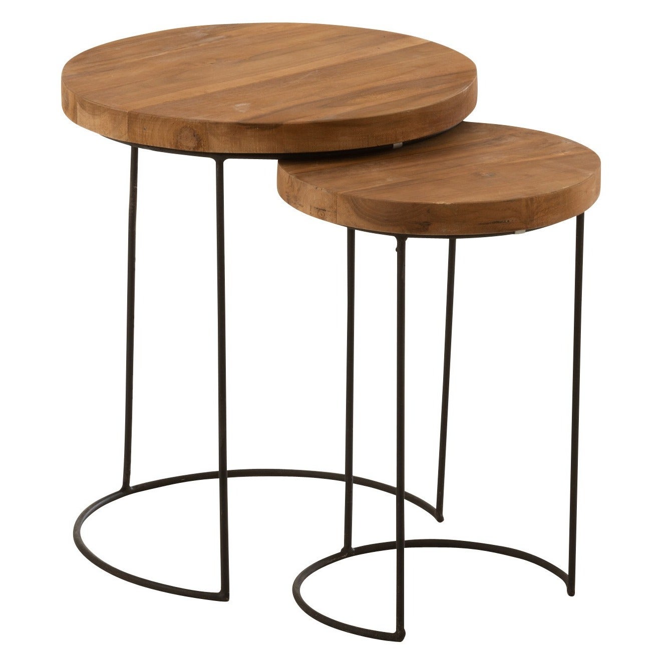 Table d'appoint teck massif clair noir Arbi - Lot de 2 | Leroy Merlin