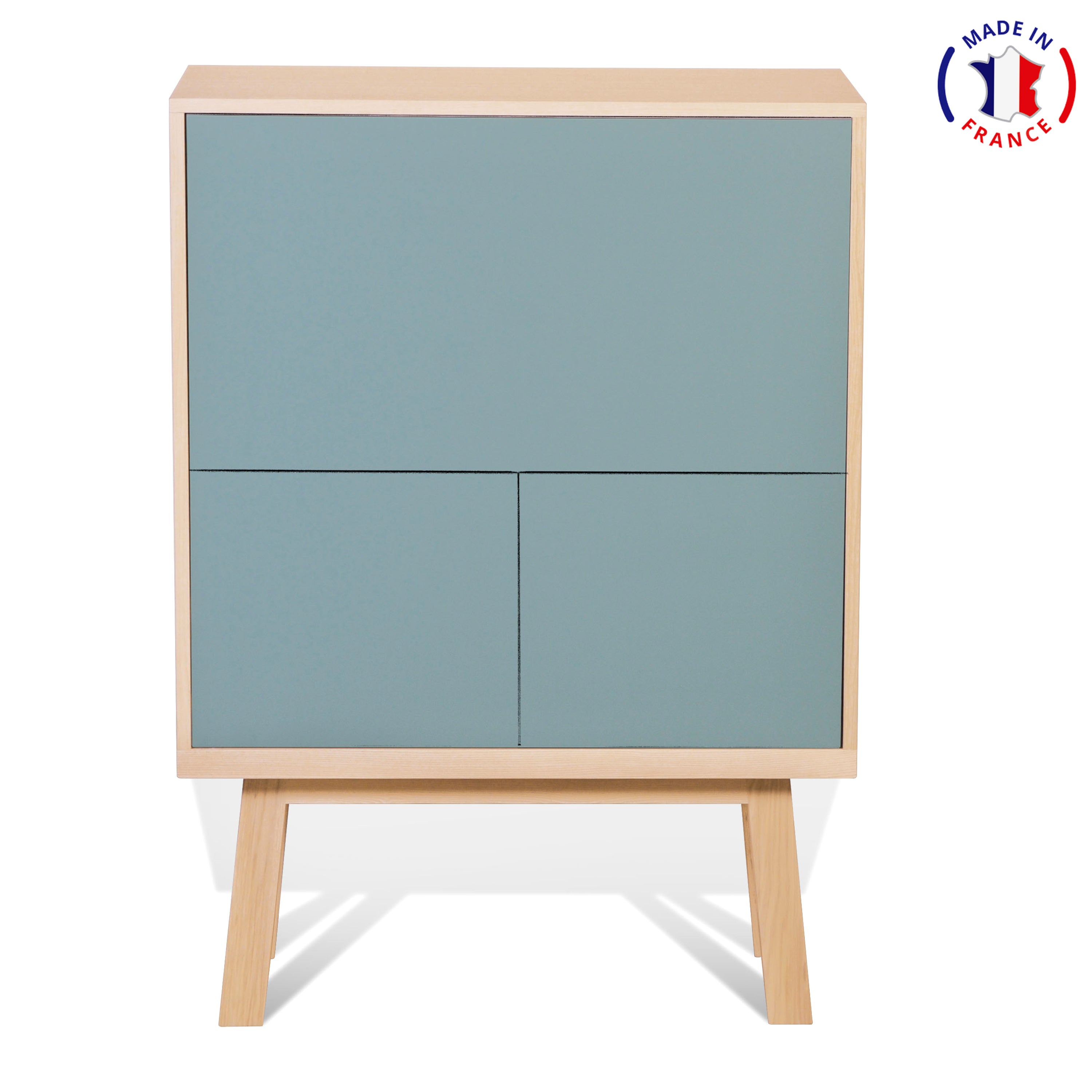 Bureau secrétaire avec rangement de 90 cm de large, en frêne - MON ...